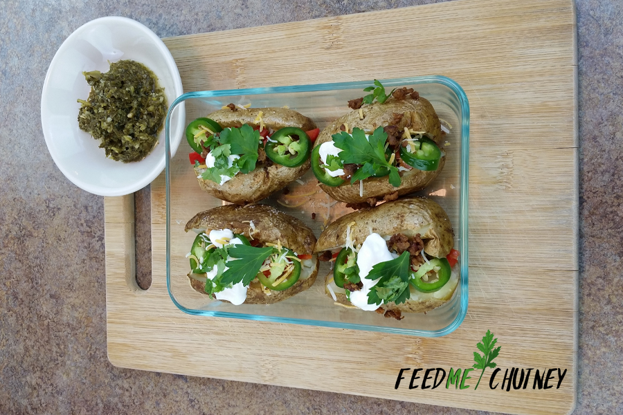 Loaded Baked POTATO with VEGGIES, Plant based MEAT and JALAPENOS ...